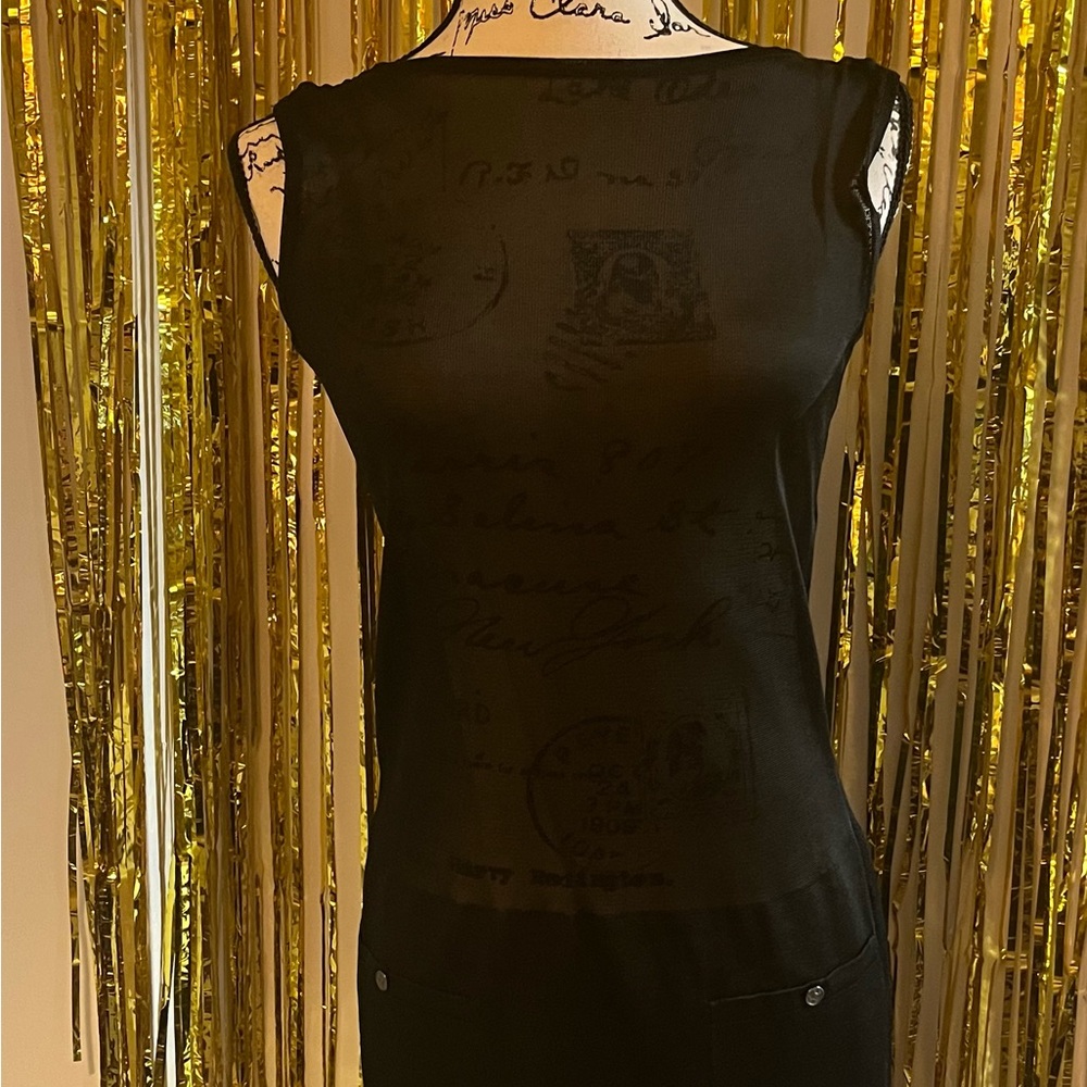 Chanel Little Black Partial Sheer Dress With Cape - Gem